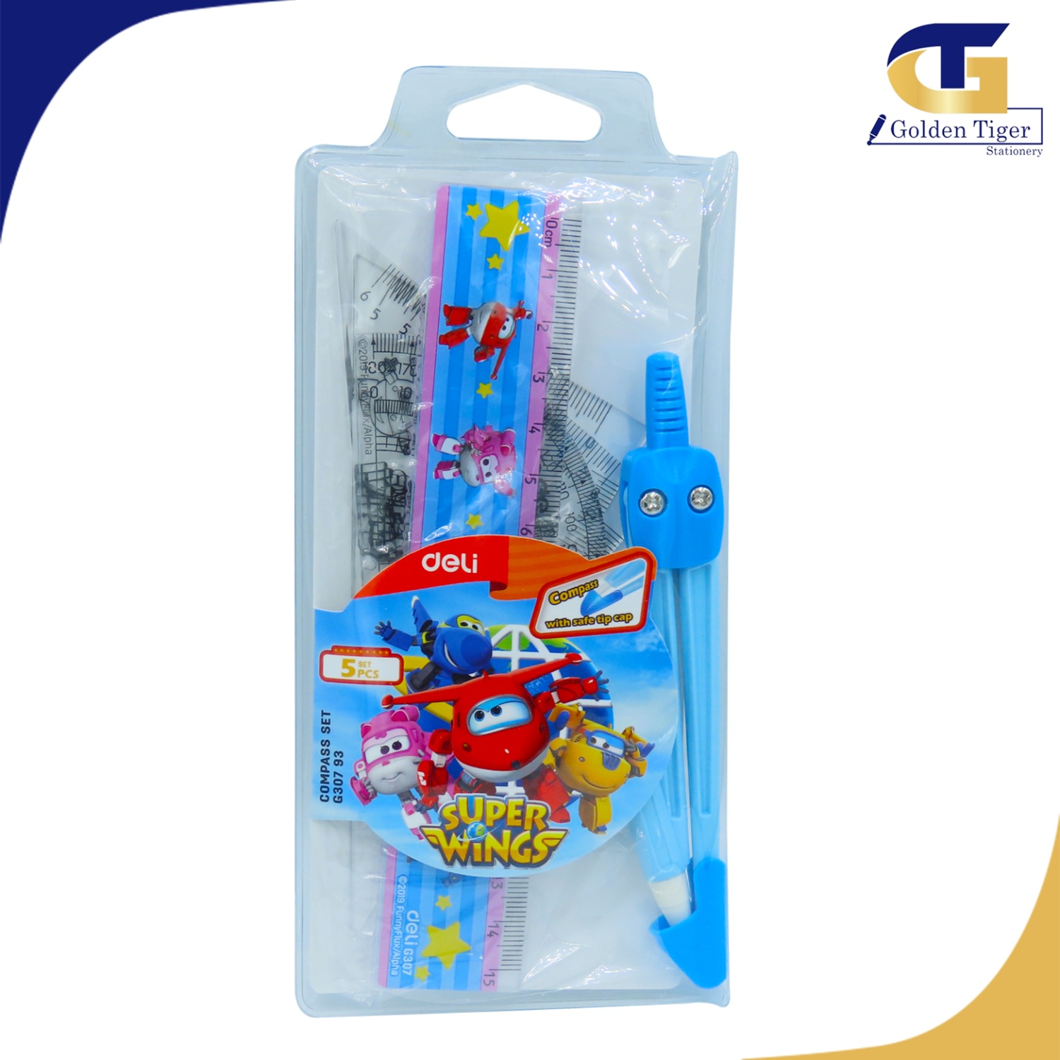Deli Protractor set Super Wings (ထောက်ချွန်ပါအစုံအိတ်) G 30793 | Golden ...