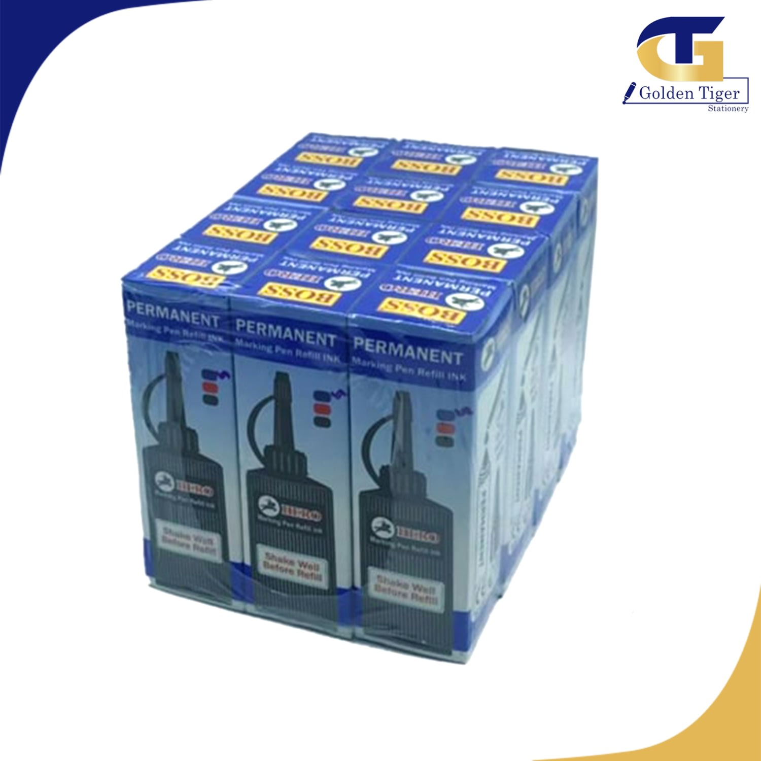 Boss Permanent Marker Ink Refill Blue ( Doz ) | Golden Tiger Stationery ...