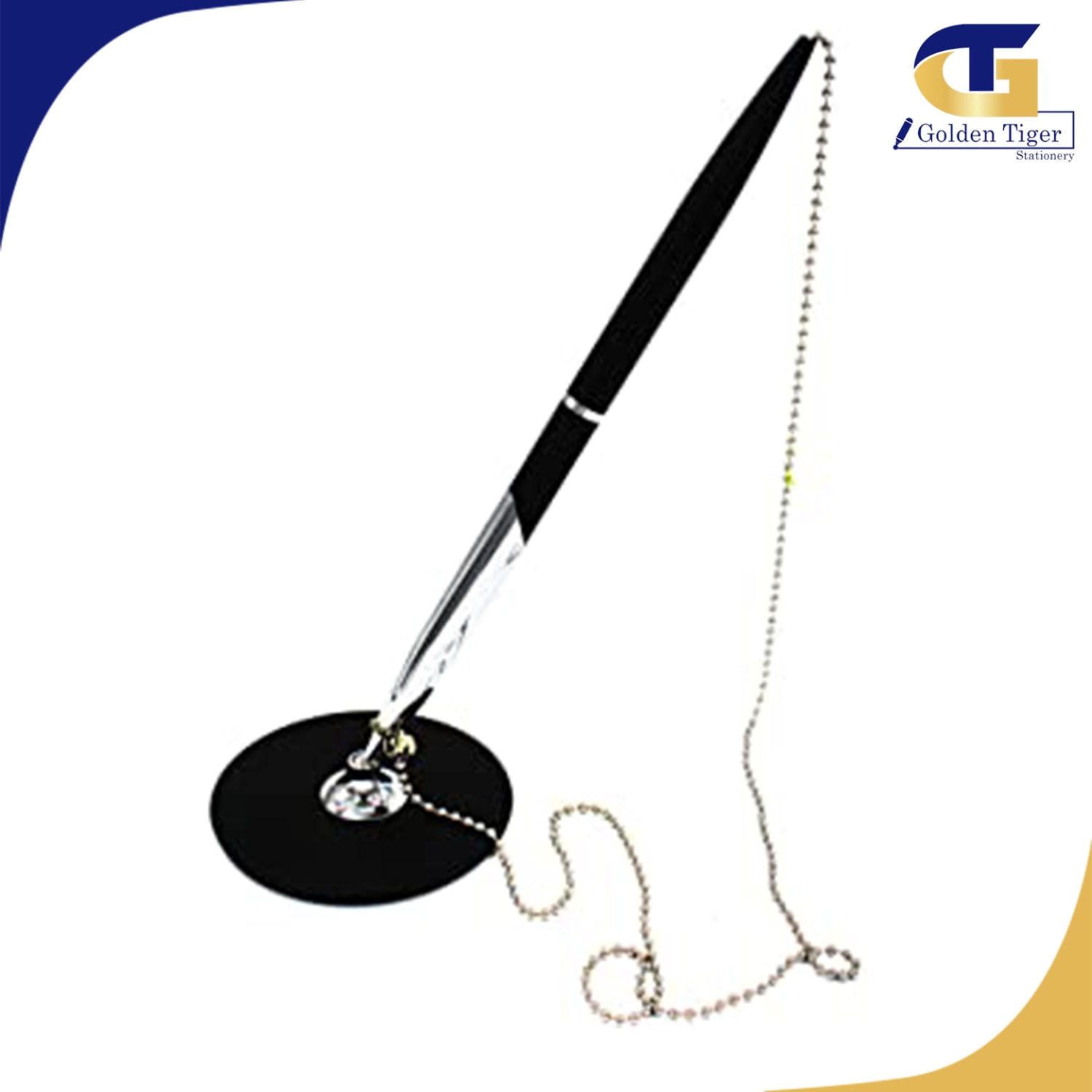 Office Table Ballpen with metal chain | Golden Tiger Stationery Store