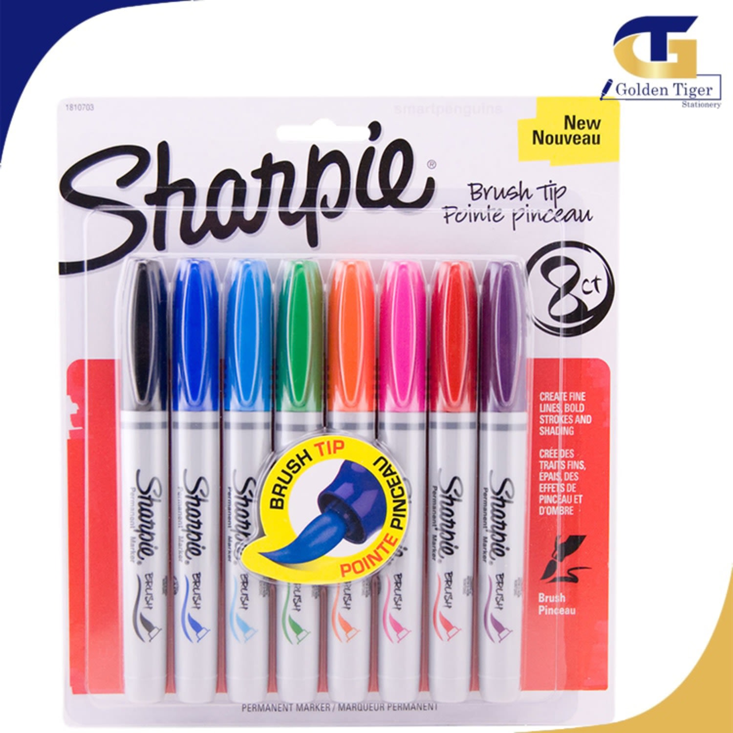 Sharpie Marker Brush Tip 8color | Golden Tiger Stationery Store