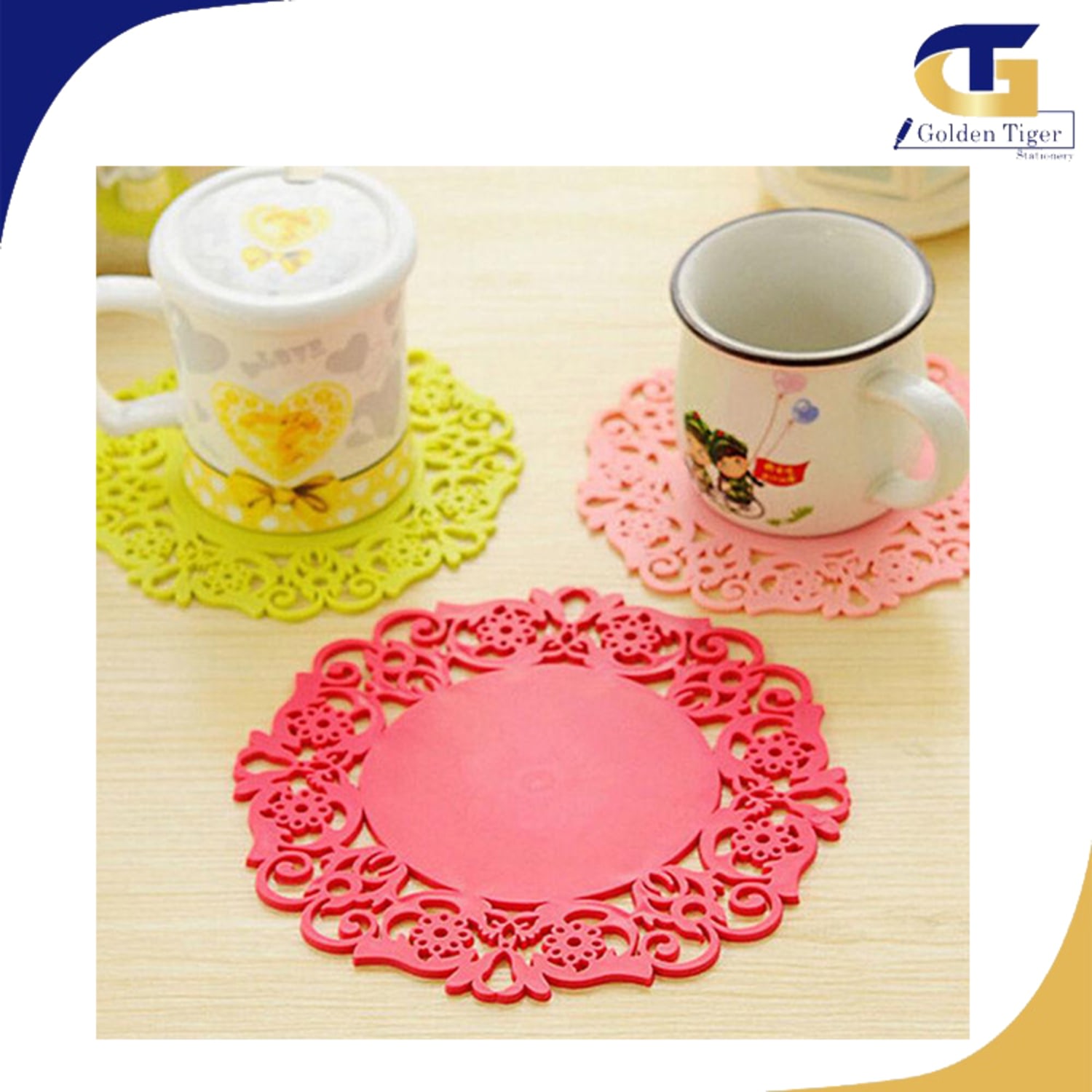 Coffee cup mat 2pcs rubber | Golden Tiger Stationery Store