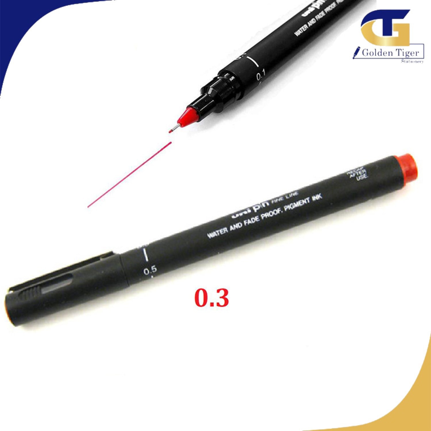 Uni Drawing Pen 0.3 Red | Golden Tiger Stationery Store