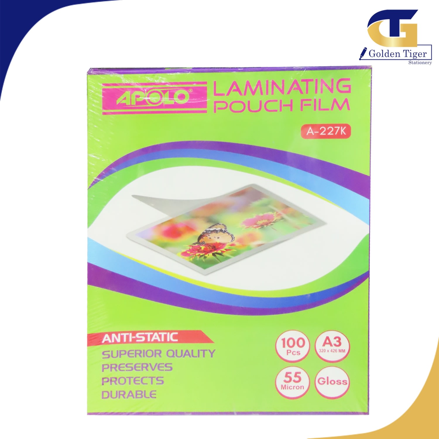 Apolo Laminating sheet A3 (55MIC) | Golden Tiger Stationery Store