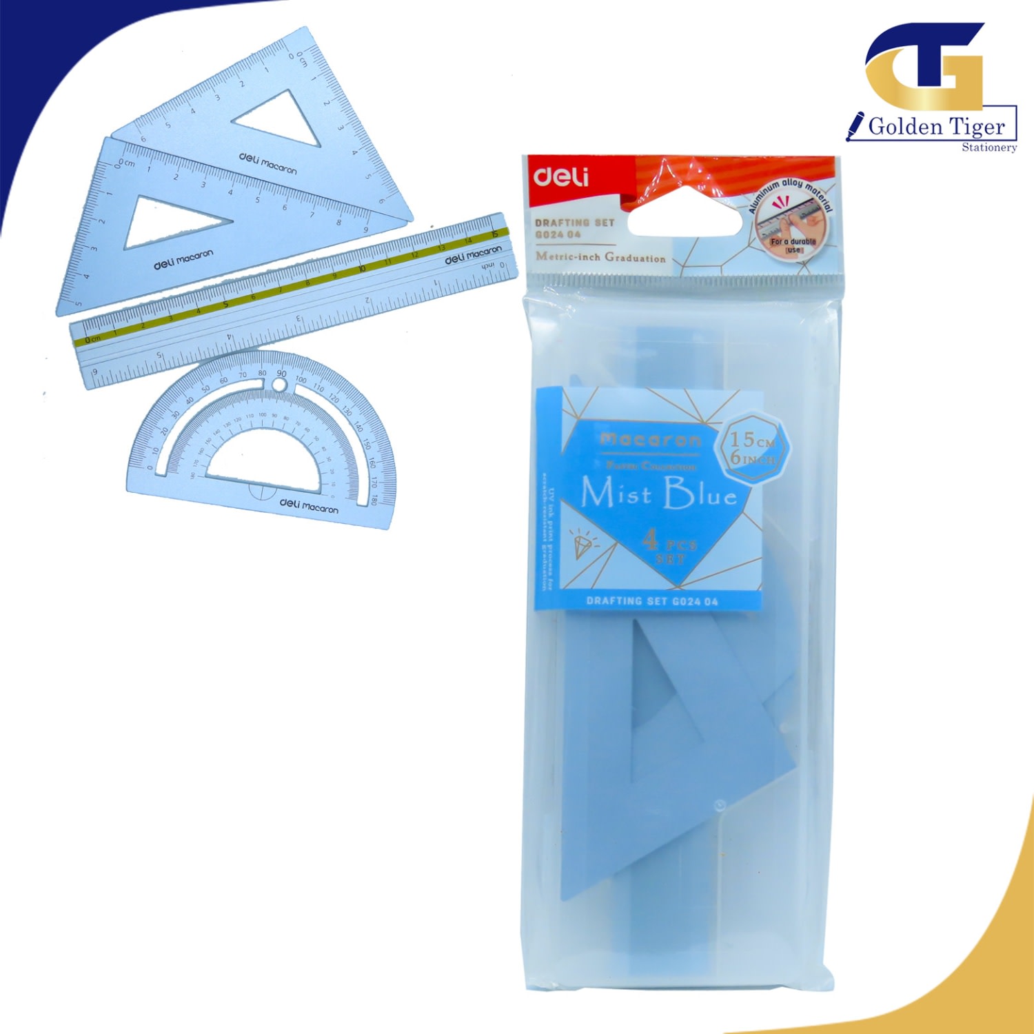 Deli Protractor Set Aluminium Macaron series G 02404 ကျောင ...