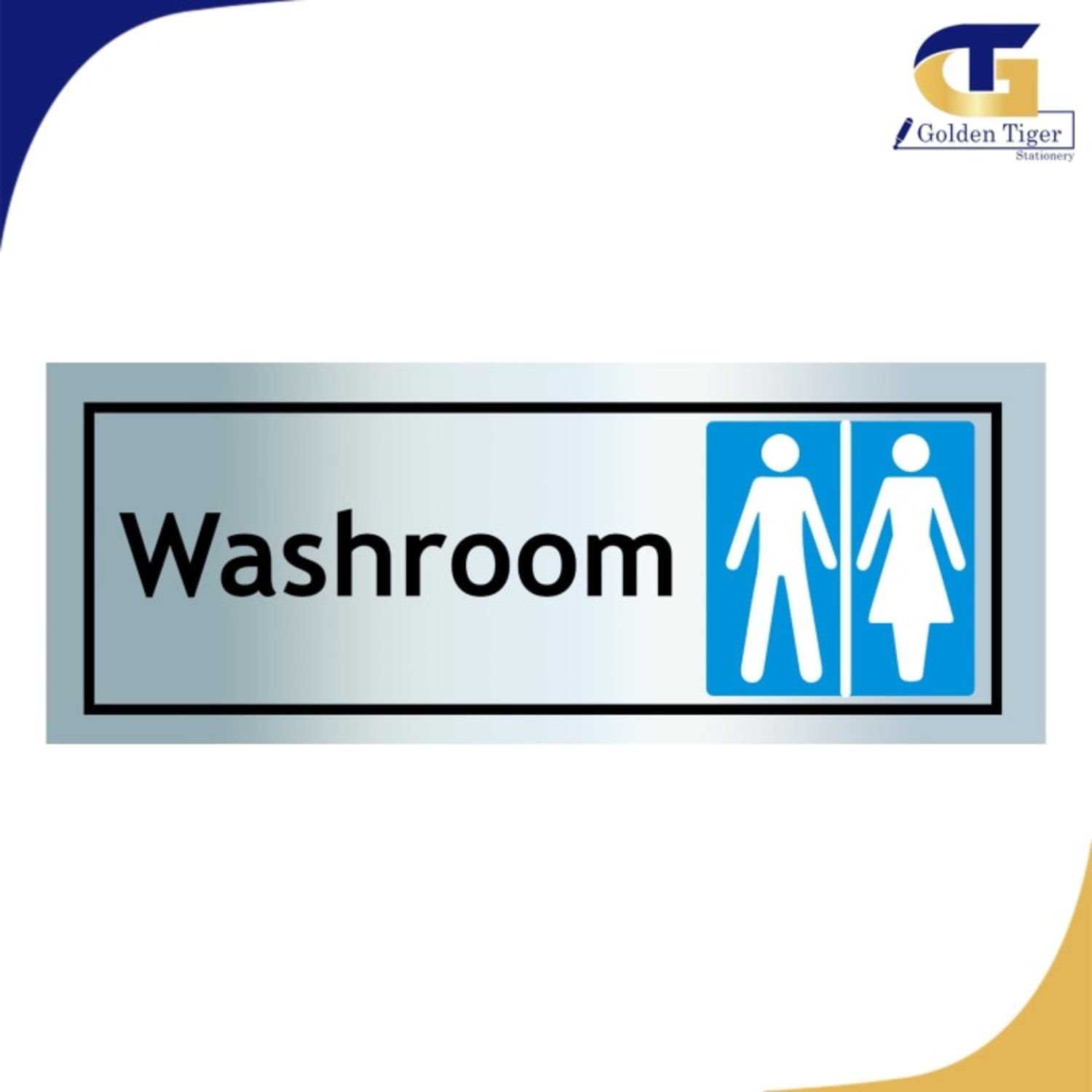 neat Sign Sticker metal WASHROOM 7x2inch | Golden Tiger Stationery Store