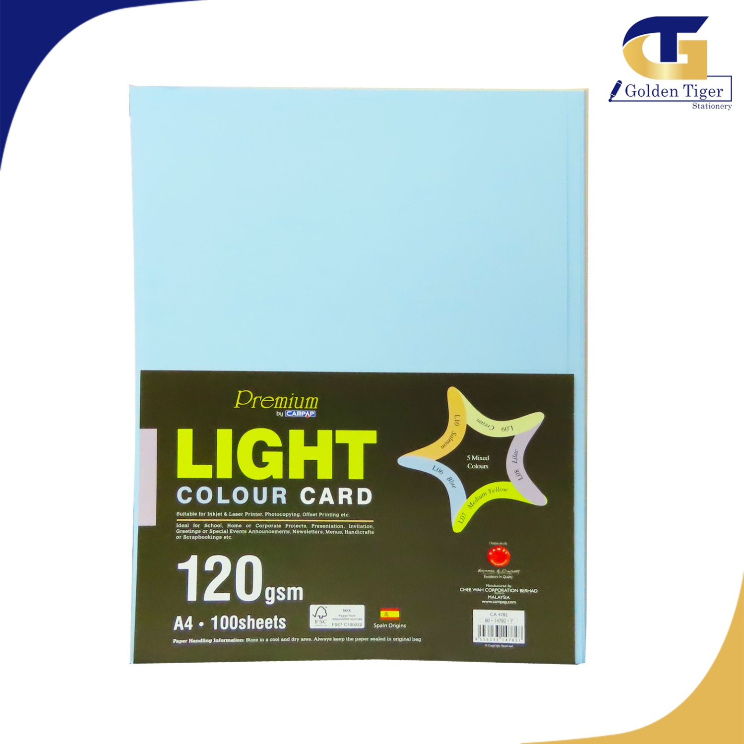 Color Paper A4 Light 120g( 100 sheets ) CA 4782 | Golden Tiger ...