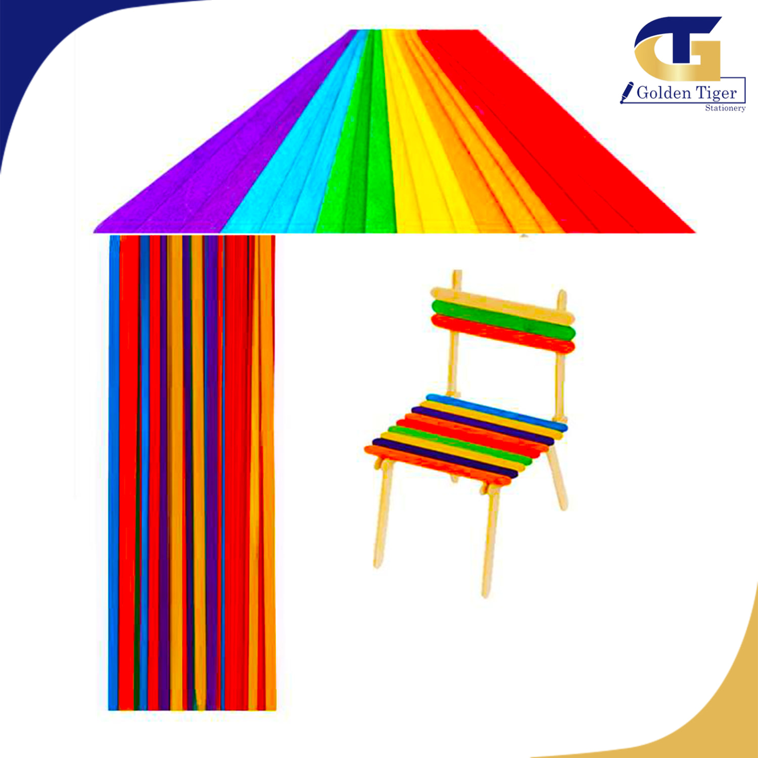 Wood Stick Color 50pcs (1x20cm) | Golden Tiger Stationery Store