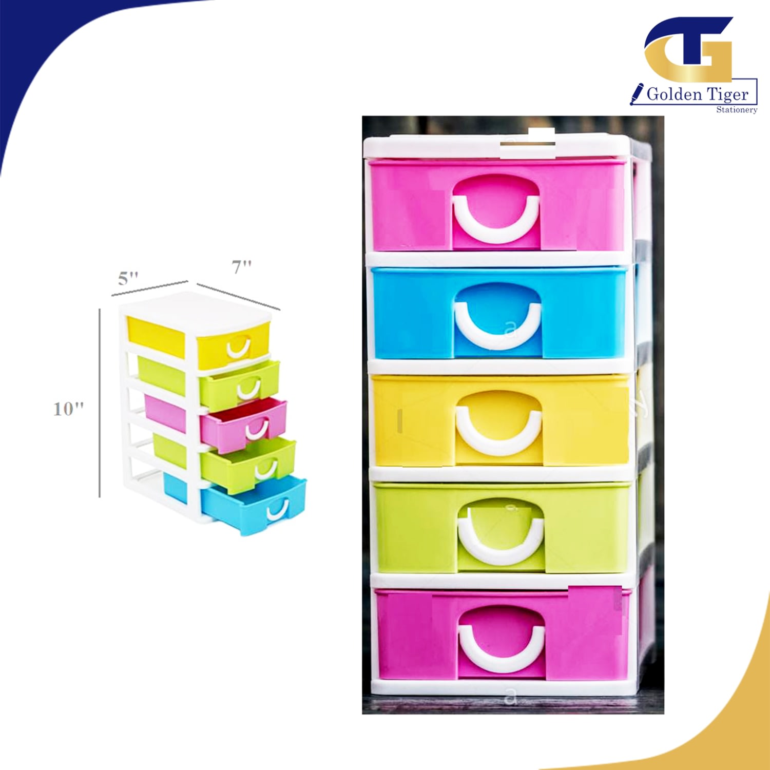 Storage Plastic Drawer 5 Layers (H10"xW5"xL7") | Golden Tiger ...