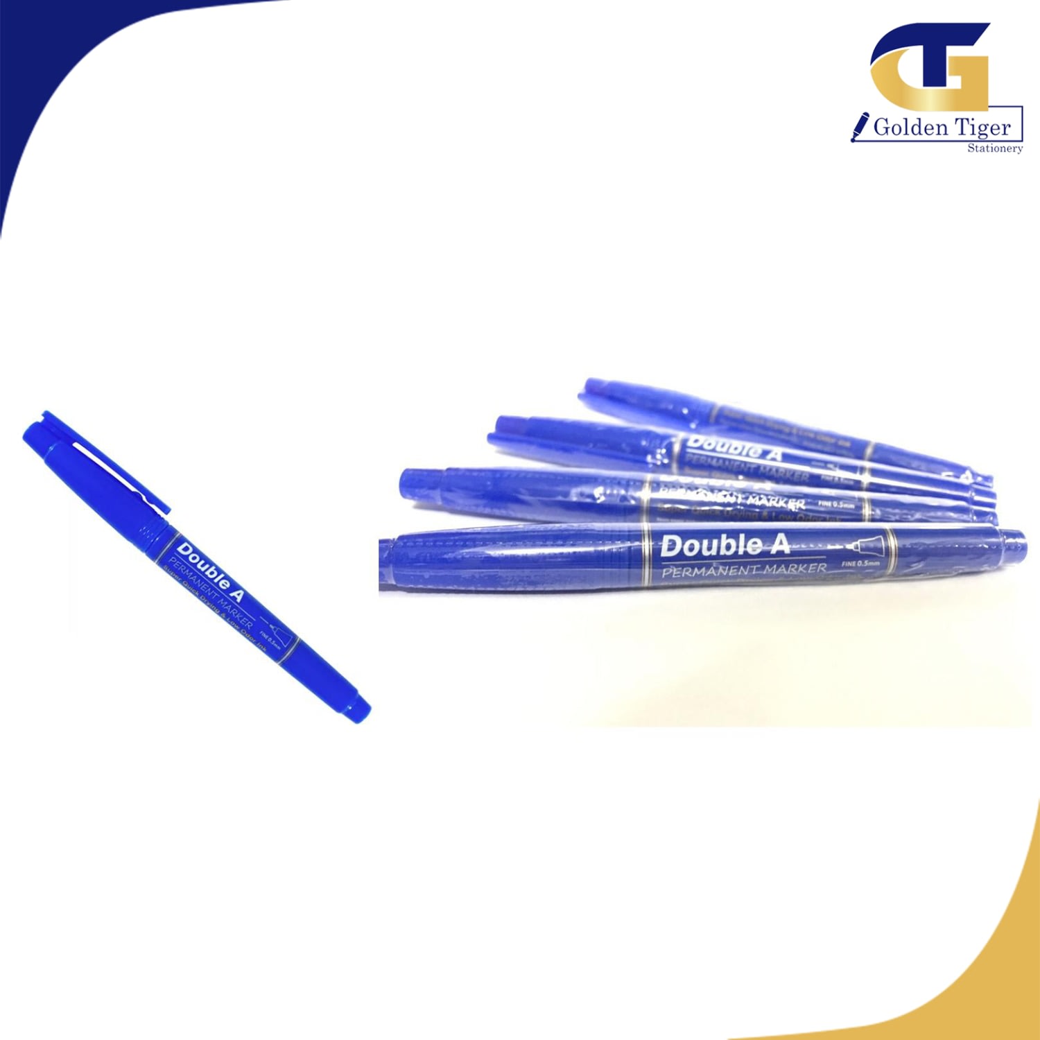 Double Permanent Marker Blue Fine 0.5mm ( pcs ) Quick Dry / Low Odor ...