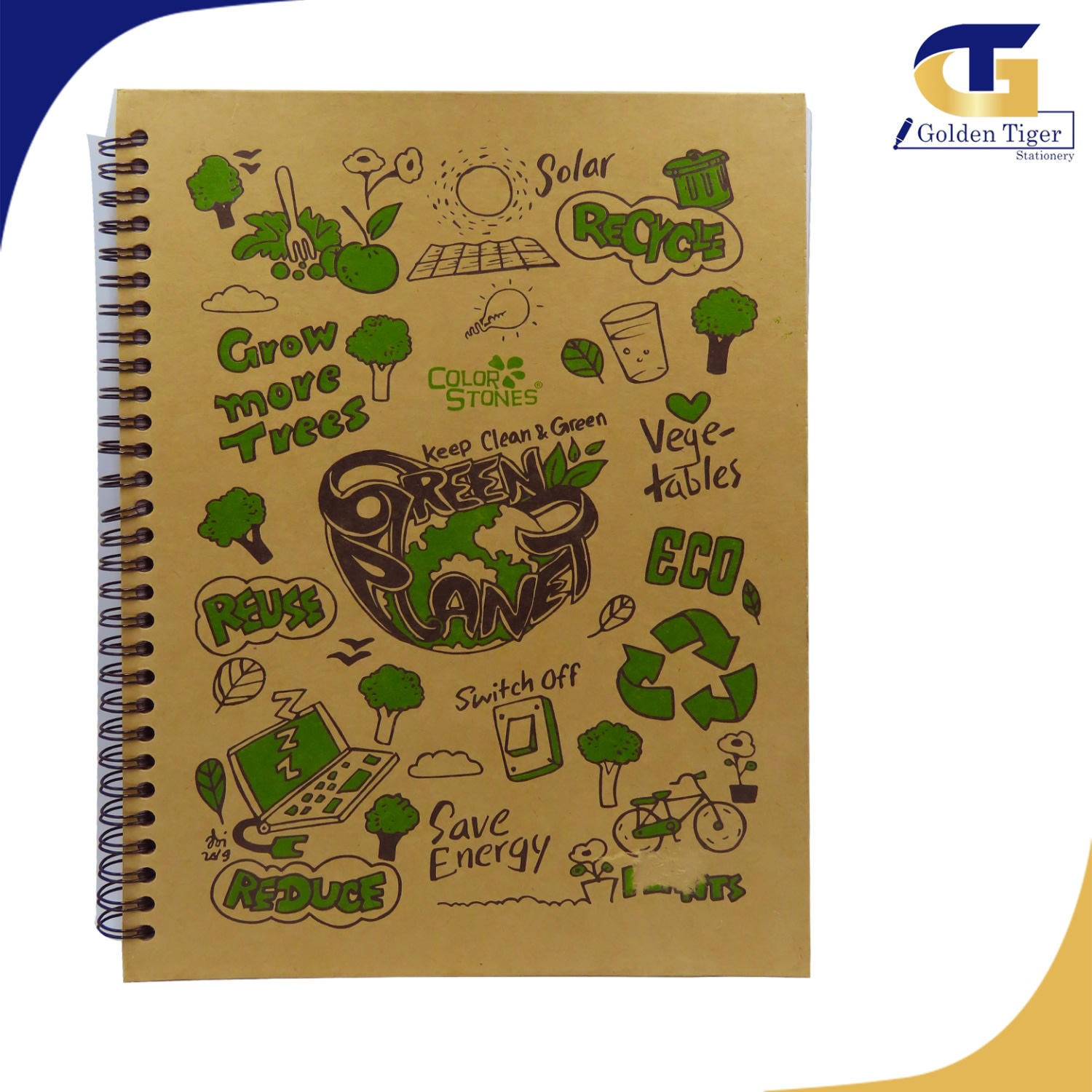 Green Planet Ring Notebook (7.5"x10.3") | Golden Tiger Stationery Store