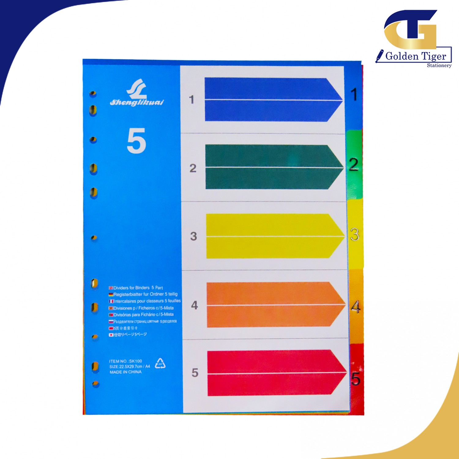 File Divider Plastic 1-5 | Golden Tiger Stationery Store
