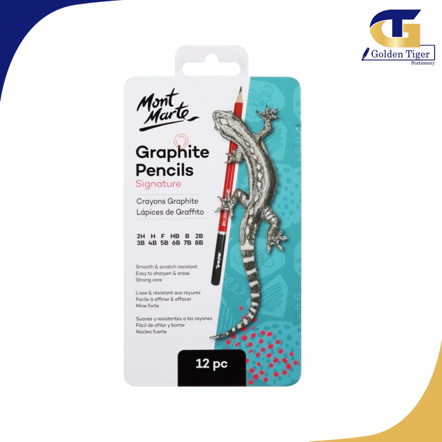 Mont Marte Graphite Pencil (12pcs)(2H,H,F,HB,B,2B,3B,4B,5B,7B,8B)signature | Golden Tiger ...