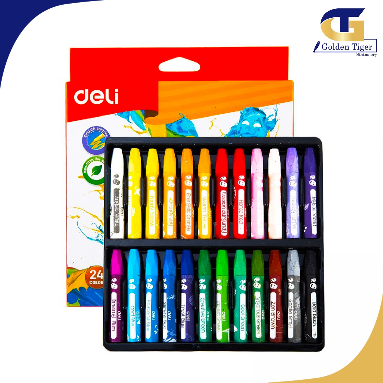 Deli Oil pastel (No 72052) 24 color | Golden Tiger Stationery Store