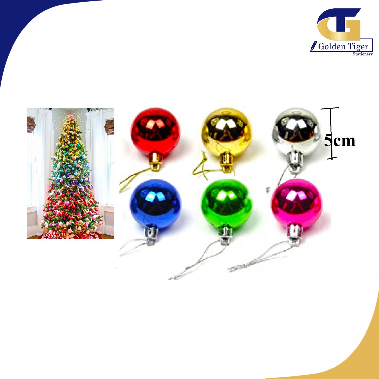 Christmas Coloring Ball 6pcs (5cm) | Golden Tiger Stationery Store