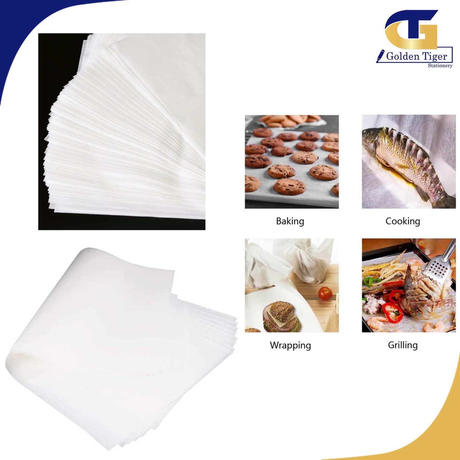 Grill Paper 8"မုန့်အောက်ခံစက္ကူ | Golden Tiger Stationery Store