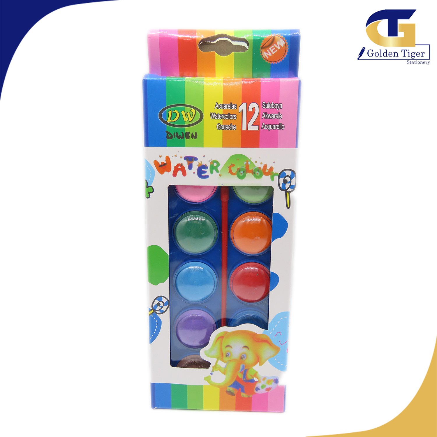 Diwen Acuarela Water Color 6012 12Color | Golden Tiger Stationery Store