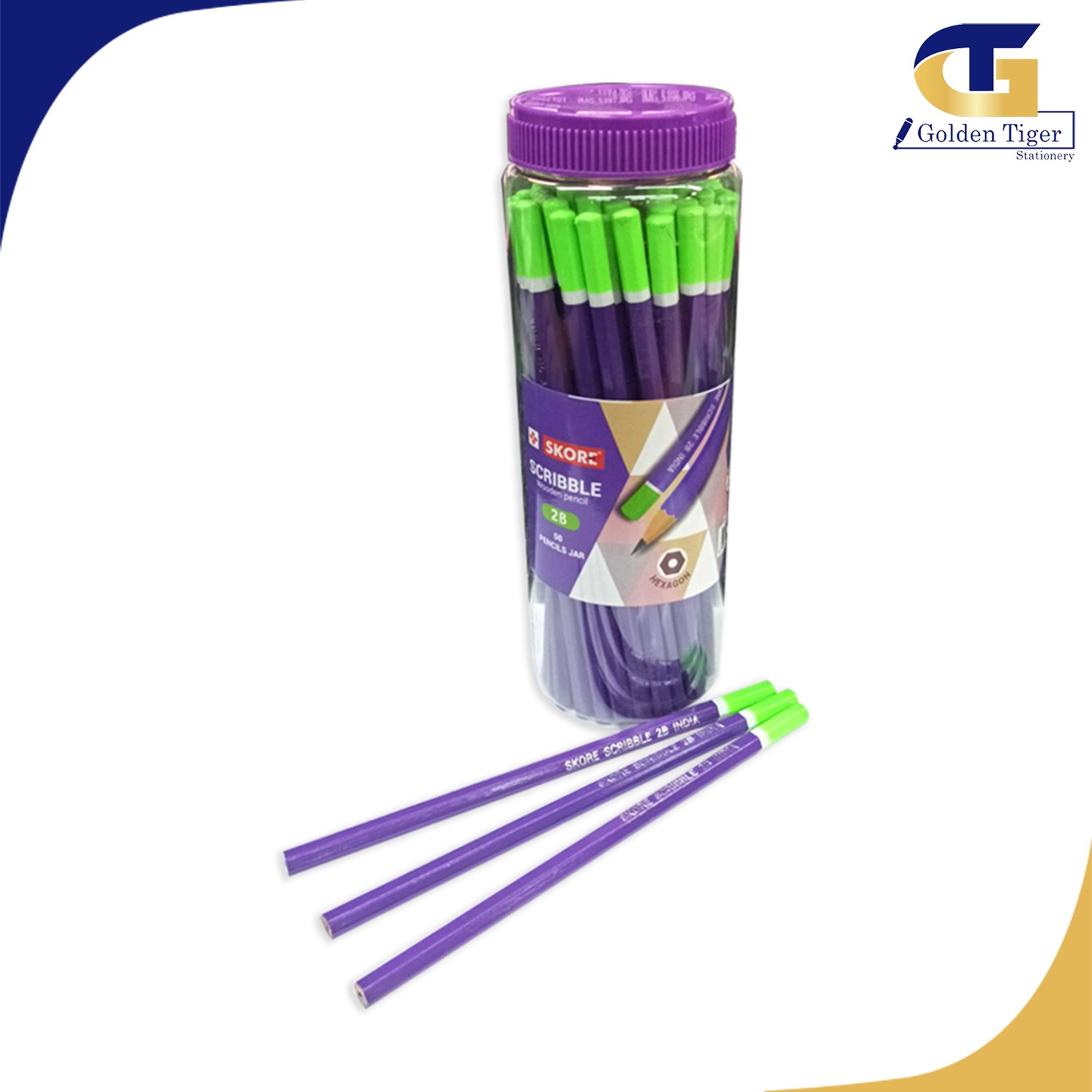 Skore Scribble wooden pencil 2B 50pcs | Golden Tiger Stationery Store