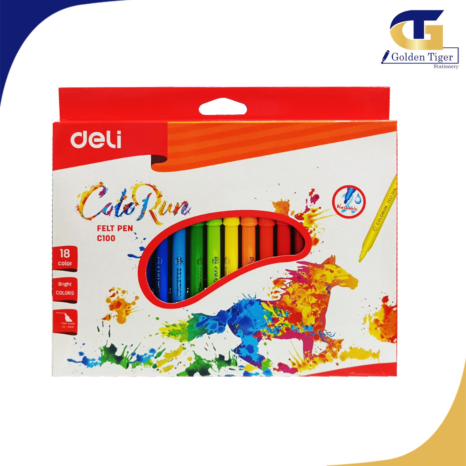 Deli Felt Pen C100 18colors | Golden Tiger Stationery Store