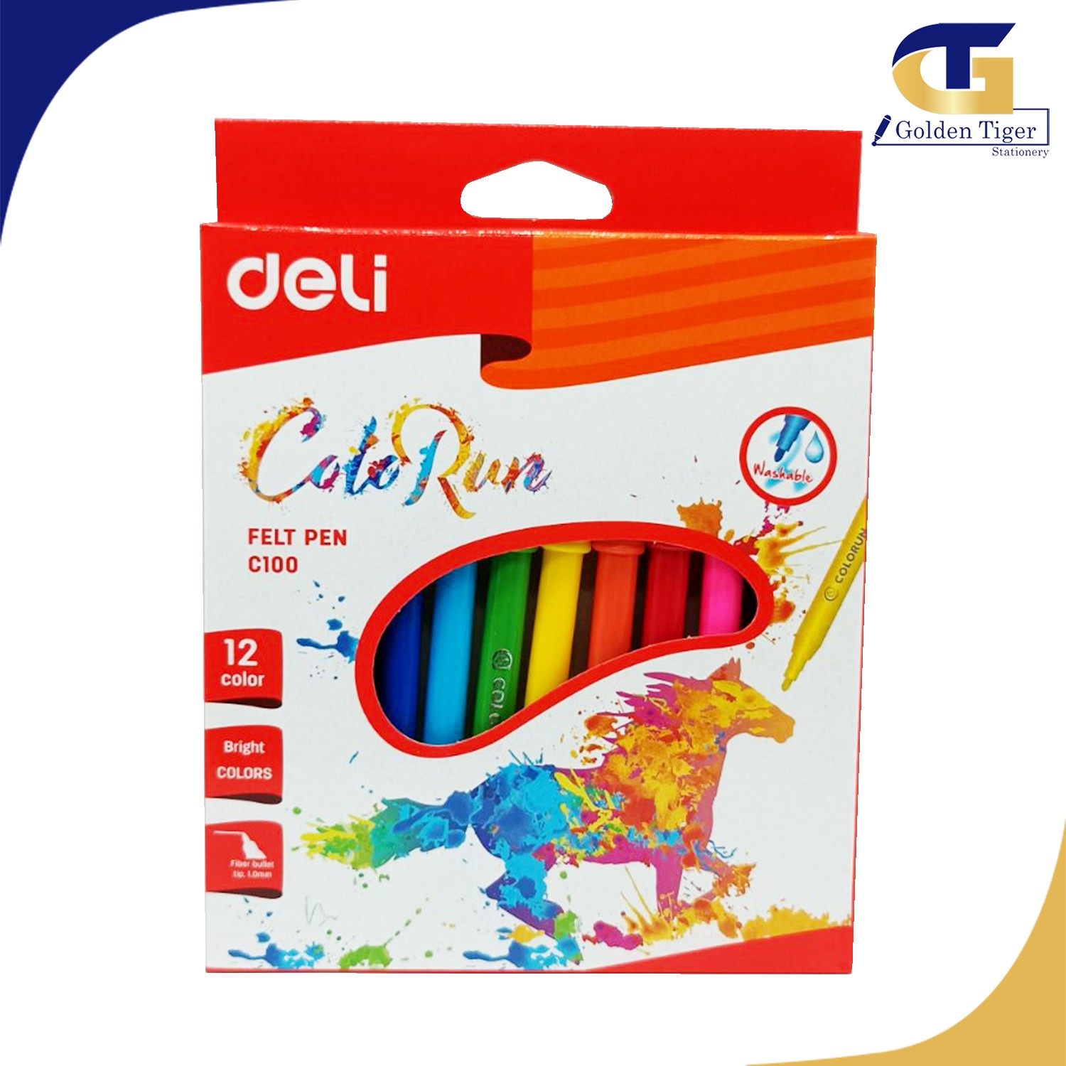 Deli Soft Pen (Felt tip) 12 colors | Golden Tiger Stationery Store