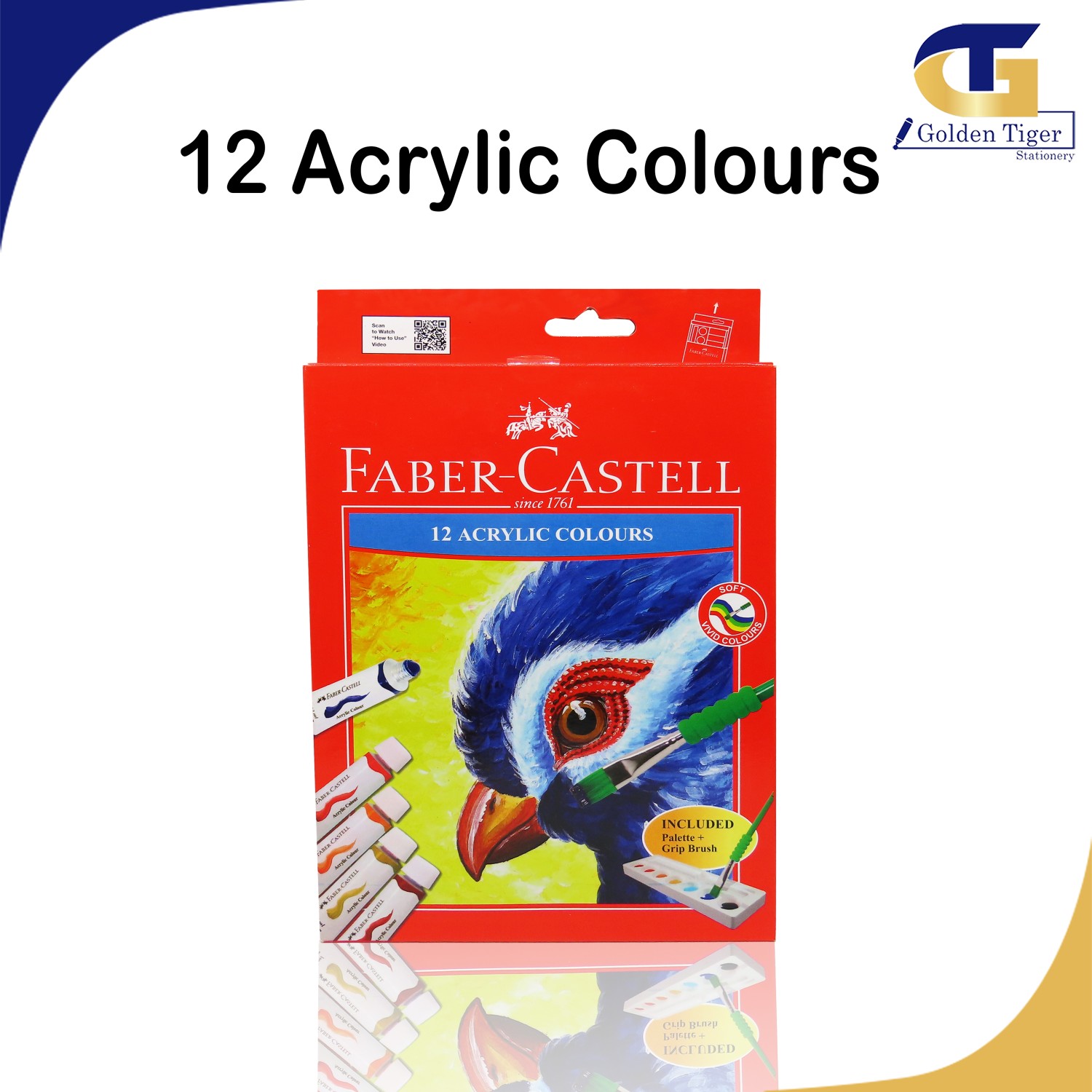 Faber Castell 12 Acrylic Colours 572312 | Golden Tiger Stationery Store