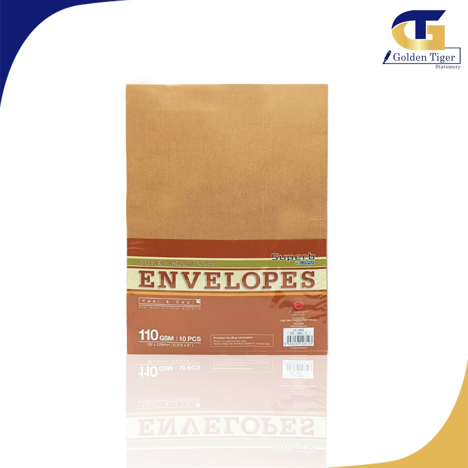 Campap Peel&Seal Pocket Envelope CS12812 10pcs/pkt | Golden Tiger Stationery Store