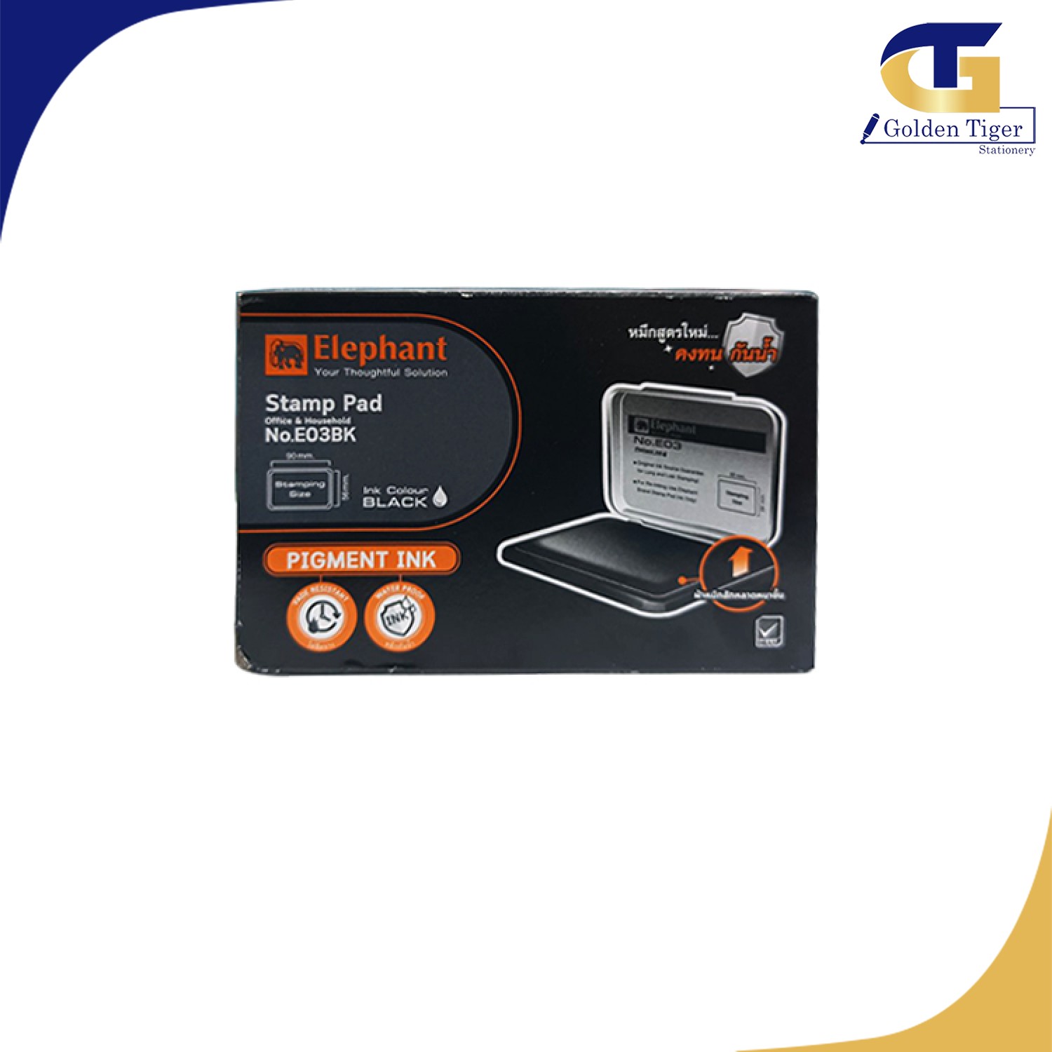 Elephant Stamp Pad Pigment Ink Black E03K | Golden Tiger Stationery Store