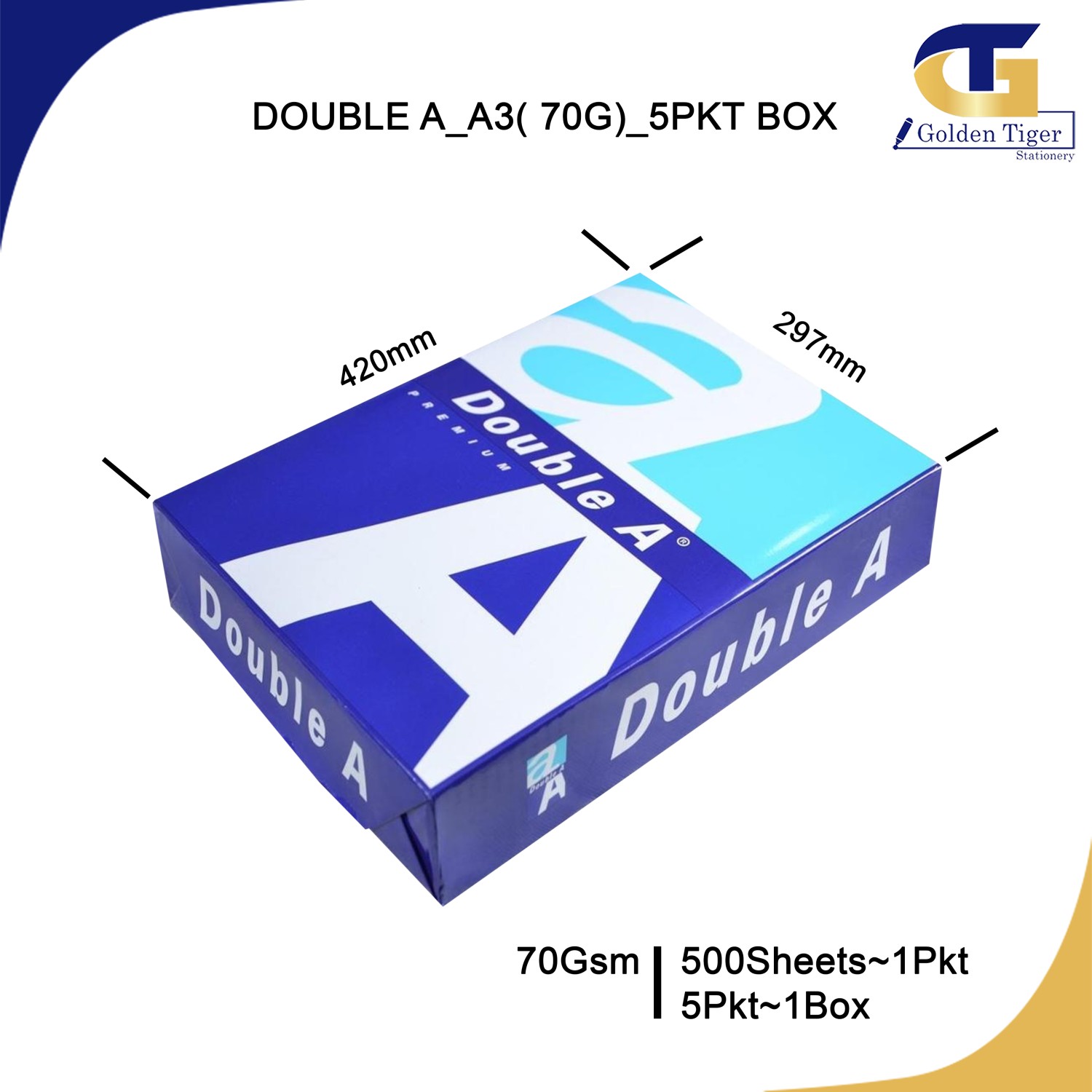 Office Paper Double A A3 (70G ) (5PKT BOX) | Golden Tiger Stationery Store