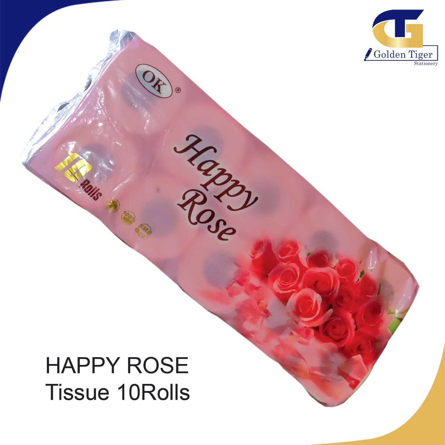 Happy Rose Tissue 10 Rolls | Golden Tiger Stationery Store