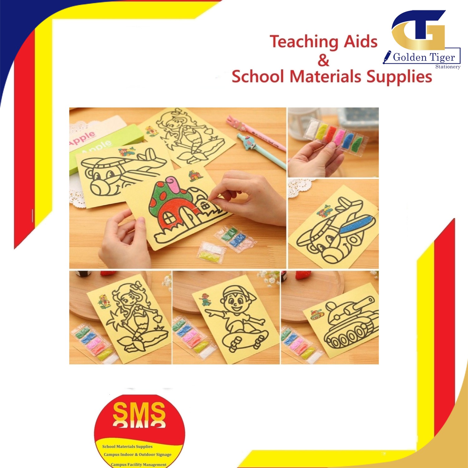 DIY kid art drawing sand art sticker | Golden Tiger Stationery Store