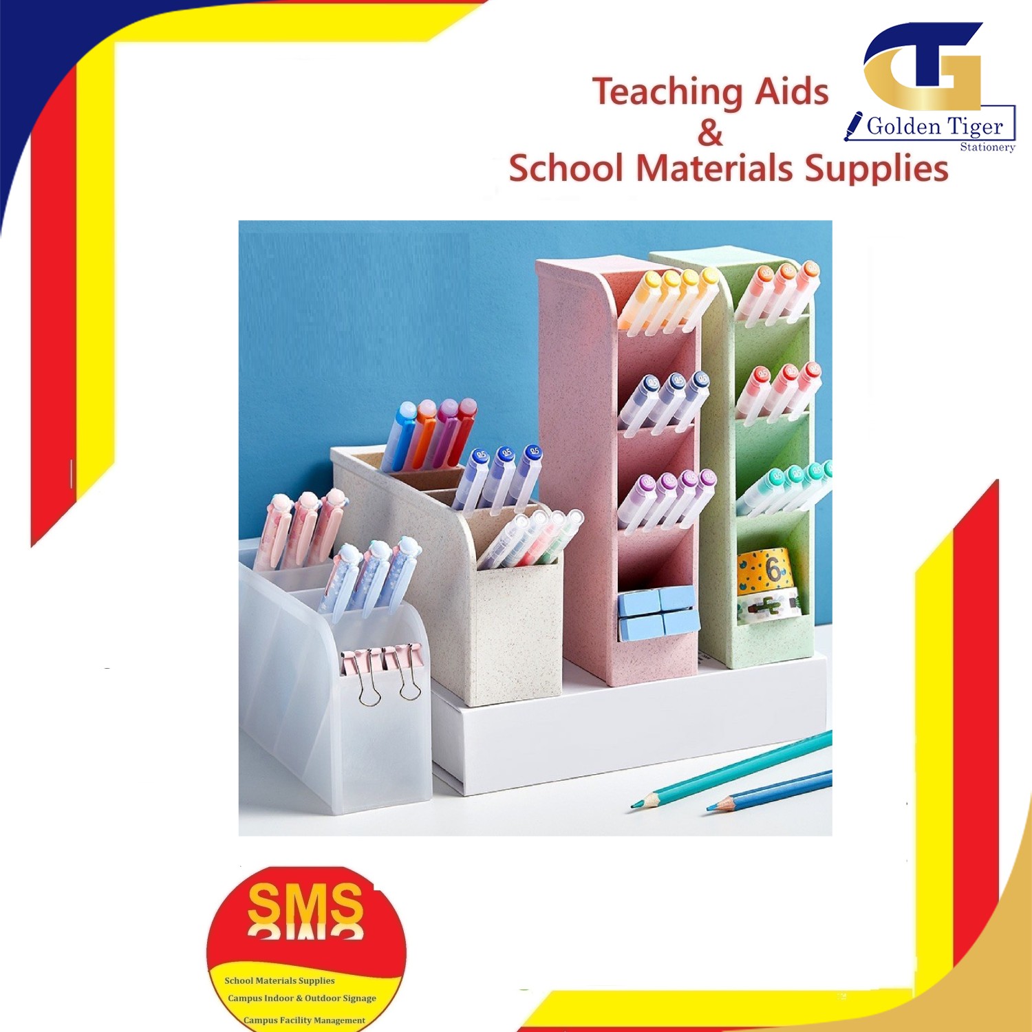 SMS Desk Organizer Compartment storage box | Golden Tiger Stationery Store